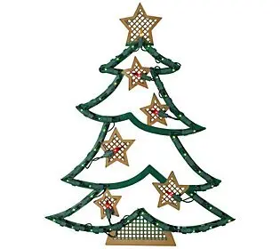 NORTHLIGHT 17.75' Lighted Tree W/ Stars Window Lhouette - One-color