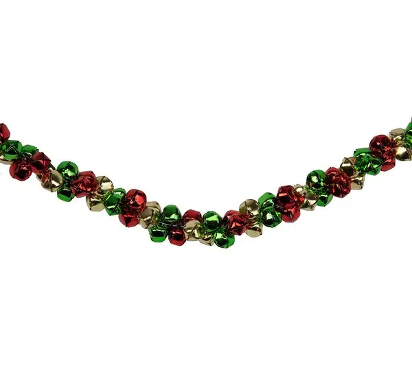 NORTHLIGHT 5' X 1' Green & Red Festive Jingle B Ell Garland - One-color