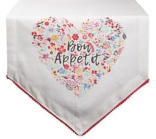 DESIGN IMPORTS 14' X 72' Bon Appetit Heart Prin T Table Runner - One-color
