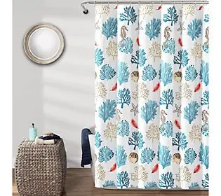 LUSH DECOR Coastal Reef Feather 72'x72' Shower Curtain Ush Decor - One-color