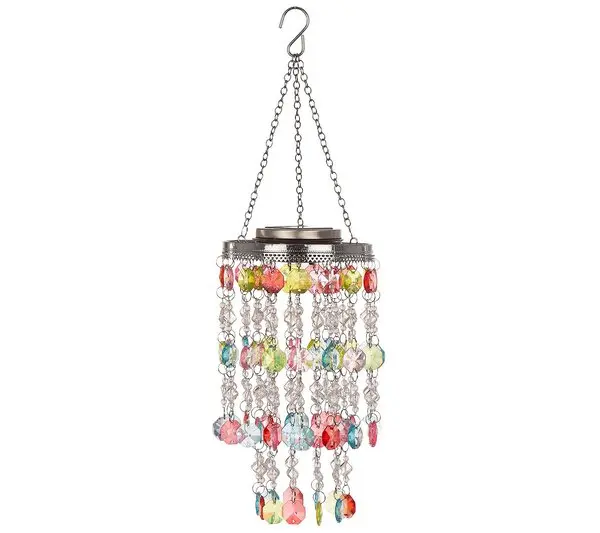 GLITZHOME Solar Led Lighted Jewel Beaded Wind C Ime Multi - One-color
