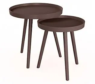 LAVISH HOME Set Of 2 Round Nesting End Tables - One-color