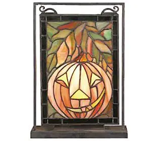 MEYDA Tiffany Style Jack O' Lantern Window Panel Andd Isplay - One-color