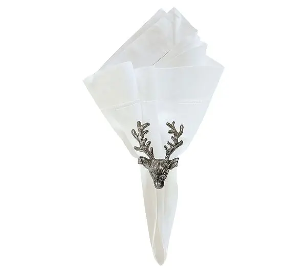 VALERIE PARR HILL Silvertone Stag Napkin Ring Set Of 6 Valerie - One-color