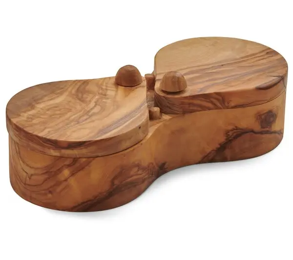BERARD Dual Olive Wood Salt Box - One-color