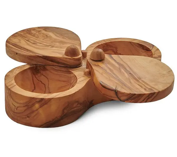 BERARD Dual Olive Wood Salt Box