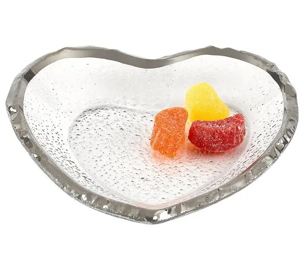 BADASH CRYSTAL Crystal Silver Edge Glass Heart Plate - One-color
