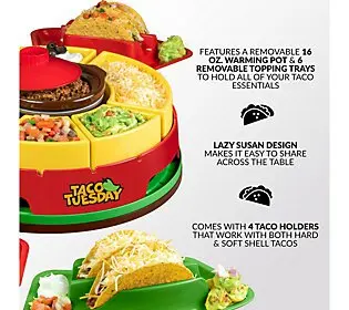 TACO TUESDAY Turntable Taco Bar W/ Taco Holders
