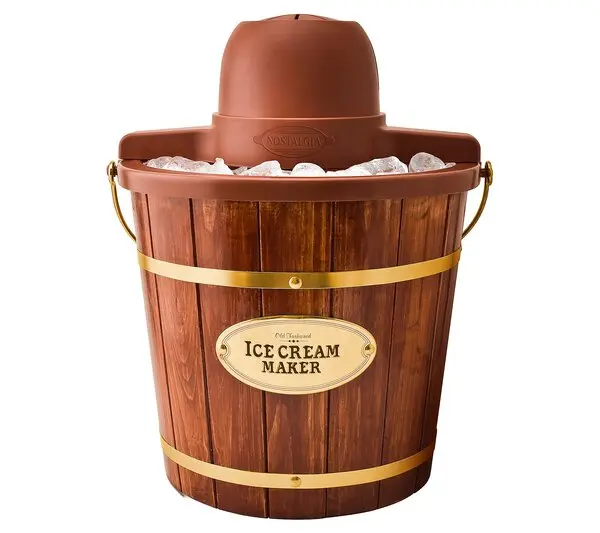 NOSTALGIA 4-quart Wood Bucket Ice Cream Maker - One-color