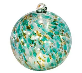 GERSON INTERNATIONAL 8'h Solar Lighted Turquoise Glass Sphere Ger Son Co - One-color