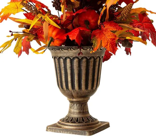 GLITZHOME Led Fall Lighted Maple Leaves Urn Pot Ted Porch Tree