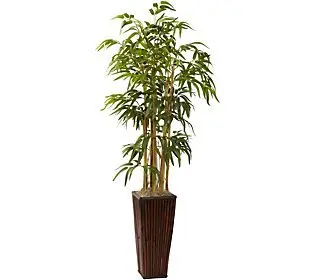 NEARLY NATURAL 4' Bamboo With Decorative Planter Nearly Nat Ural - One-color