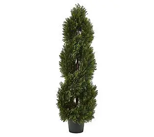 NEARLY NATURAL 4' Double Pond Cypress Spiral Topiary By - One-color