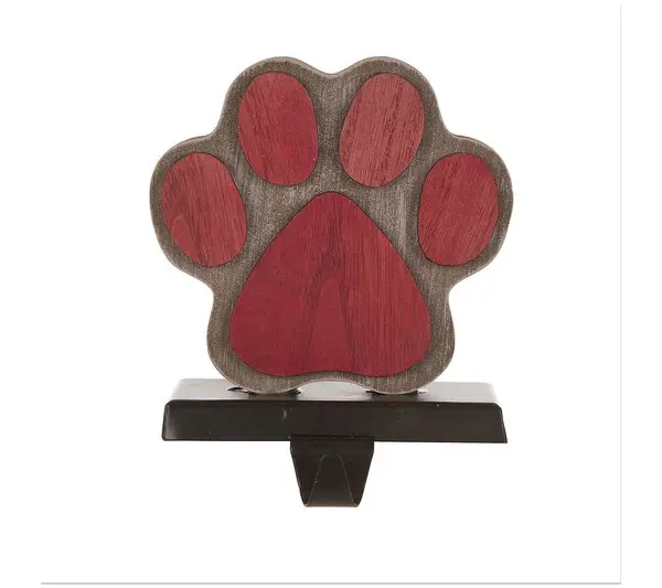GLITZHOME Fur Baby Dog Pet Paw Christmas Stocki Ng Hanger - One-color