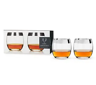 VISKI Set Of 2 Chrome Rim Crystal Tumblers - One-color