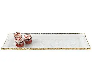 BADASH CRYSTAL Crystal Gold Edge Rectangular Serving Pl Atter - One-color