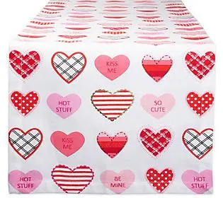 DESIGN IMPORTS 14' X 72' Sweet Hearts Print Tab Le Runner - One-color