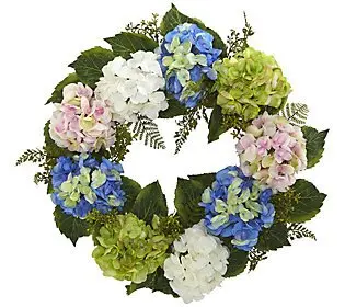 NEARLY NATURAL 24' Hydrangea Wreath By