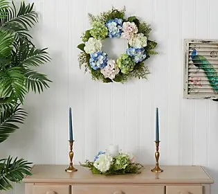 NEARLY NATURAL 24' Hydrangea Wreath By