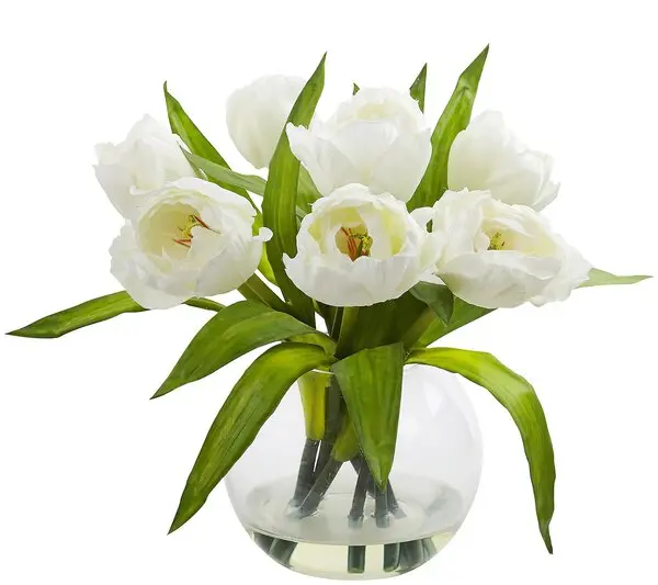 NEARLY NATURAL Tulips Arrangement With Vase By - One-color