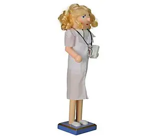 NORTHLIGHT 15-inch Wooden Nurse Nutcracker With Stethoscope