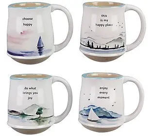 YOUNG'S INC. Set Of 4 Water's Edge Mugs - One-color