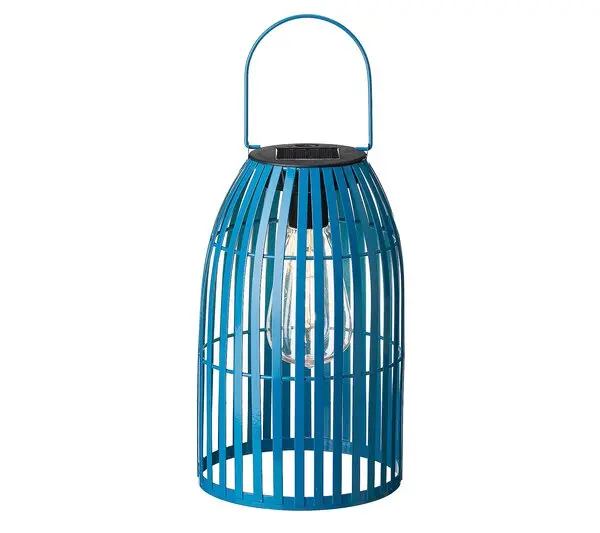 GLITZHOME Metal Lattice Solar Powered Outdoor H Anging Lantern - One-color