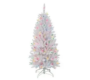 PULEO INTERNATIONAL 4.5' Pre-lit Shiny White Fraser Fir Artificial Hristmas Tree - One-color