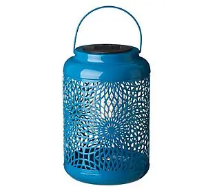 GLITZHOME Metal Cutout Solar Powered Outdoor Ha Nging Lantern - One-color