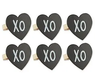 DESIGN IMPORTS Set Of 6 Heart Chalkboard Napkin Rings - One-color
