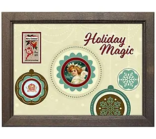 AMERICAN COIN TREASURES Holiday Magic Angels Coins With Stamp In Wood F Rame - One-color