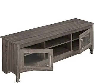 TECHNI MOBILI Grey Driftwood Tv Stand With Stor Age Cabinets