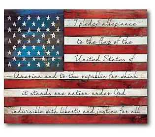 COURTSIDE MARKET Pledge Allegiance Flag 16x20 C Anvas Wall Art - One-color
