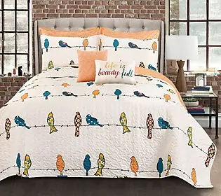 LUSH DECOR Rowley Birds Quilt 7-piece King Quilt Set Lu Sh Decor - One-color