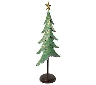 NORTHLIGHT 31' Green & Gold Layered Tree W/ A S Ar Decor
