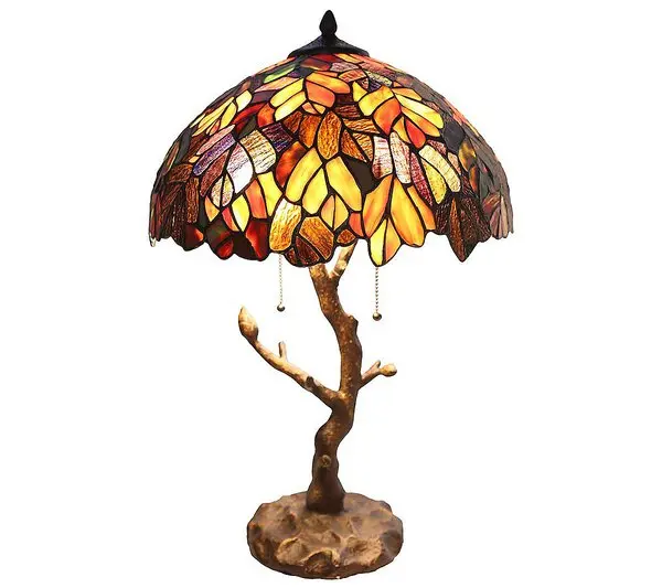 RIVER OF GOODS 24.5'h Stained Glass Maple Tree Able Lamp - One-color