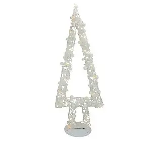 NORTHLIGHT 34' White Battery Operated Glittered Tree Decor - One-color
