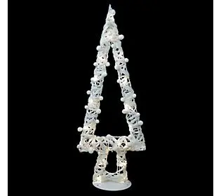 NORTHLIGHT 34' White Battery Operated Glittered Tree Decor