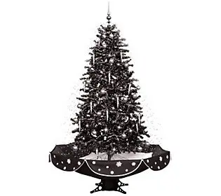 FRASER HILL FARM 75' Snowing Musical Black Chri Stmas Tree - One-color