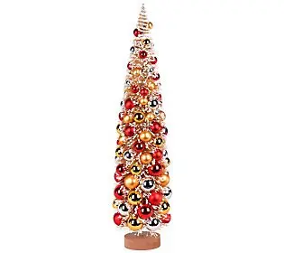 VICKERMAN 24' Frosted Gold Tree With Mulitcolor Ornaments - One-color