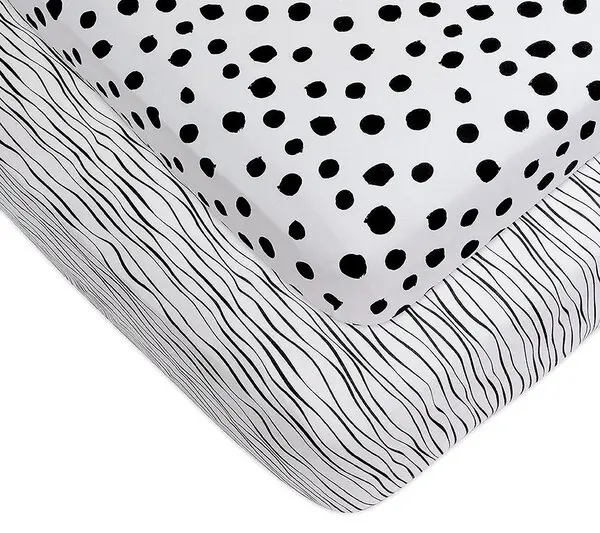 ELY'S & CO. Set Of 2 Printed Jersey Cotton Crib Sheets - One-color