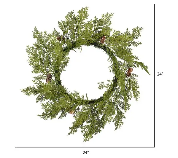 VICKERMAN 24' Cedar Pinecone Wreath