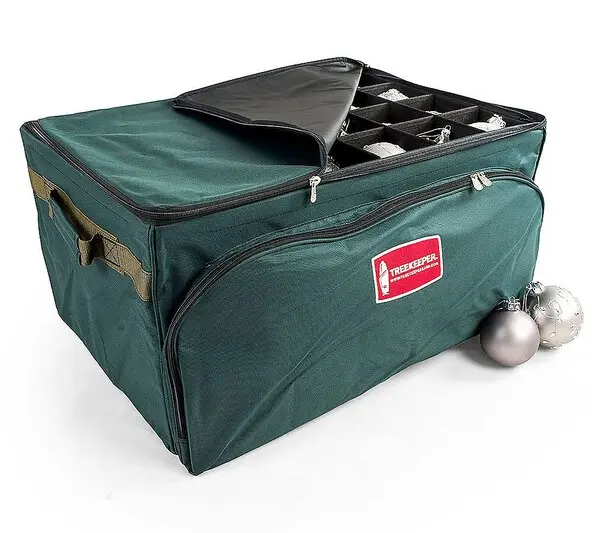 TREEKEEPER Three-tray Ornament Storage Bag W/ F Ront Pocket