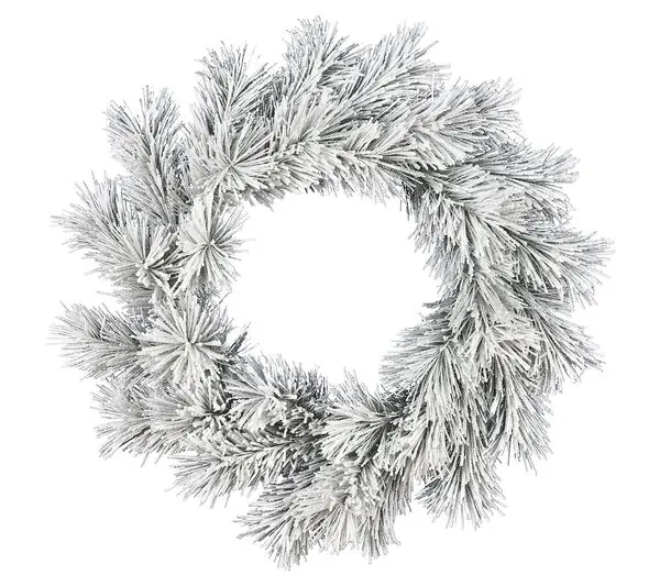 VICKERMAN 30' Frosted Beckett Pine Wreath - One-color