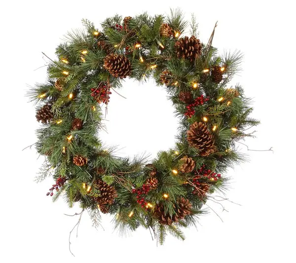 VICKERMAN 30' Cibola Mix Berry Wreath Led50wmwh T - One-color