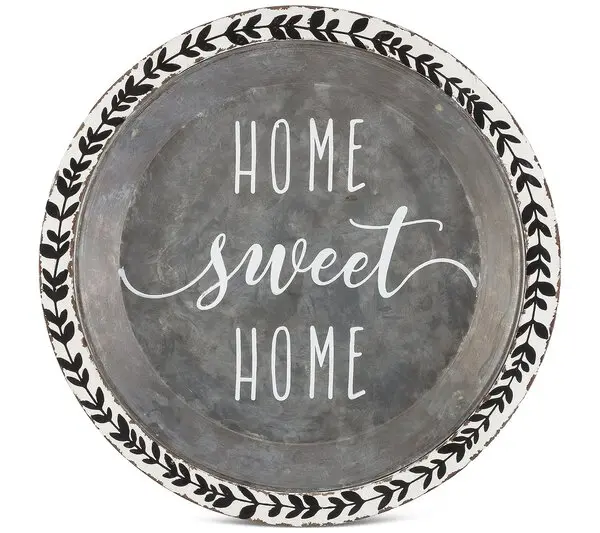 GERSON INTERNATIONAL 20' Diameter Galvanized 'home Sweet Home' Tray Gerson Co - One-color