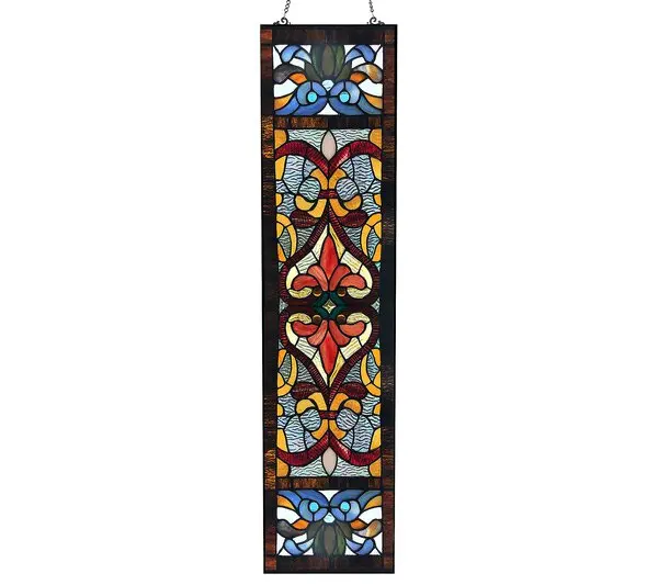 RIVER OF GOODS 36'h Stained Glass Fleur De Lis Ndow Panel - One-color