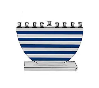 COPA JUDAICA Blue Stripe Crystal Menorah - One-color