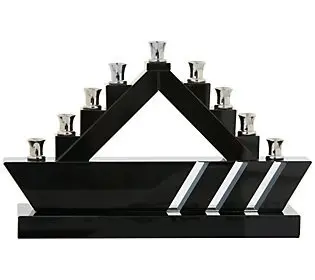 COPA JUDAICA Black Crystal Contemporary Menorah - One-color