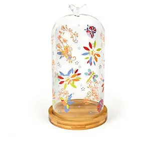 TEMP-TATIONS Seasonal Glass Cloche With Wood Ba E - One-color